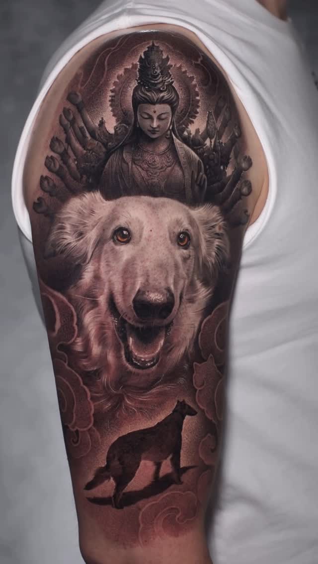 Bodhi - Pet Portraits Back and Grey Tattoo Austin